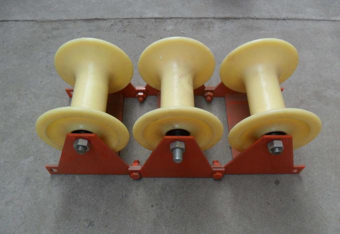 Three Wheel Cable Pulling Pulley / Steel Ground Cable Pulling Roller