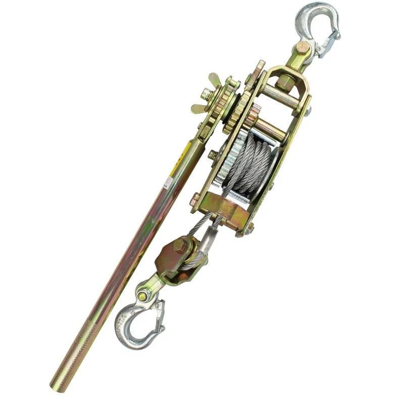 2T Double Hook Ratchet Wire Rope Cable Hand Puller With 6mm 2.4M Long ...